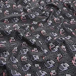 Camelot Fabrics Literary Typewriters Charcoal Fabric, Yard