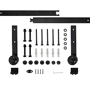 WOHLLEBEN 6 Feet Heavy Duty Sliding Barn Door Hardware Kit Easy to Install, Smoothly and Quietly, Sliding Doors Hardware Track Kit Suitable for Bedroom and Barn Storage(Classic, 72.04 inch)