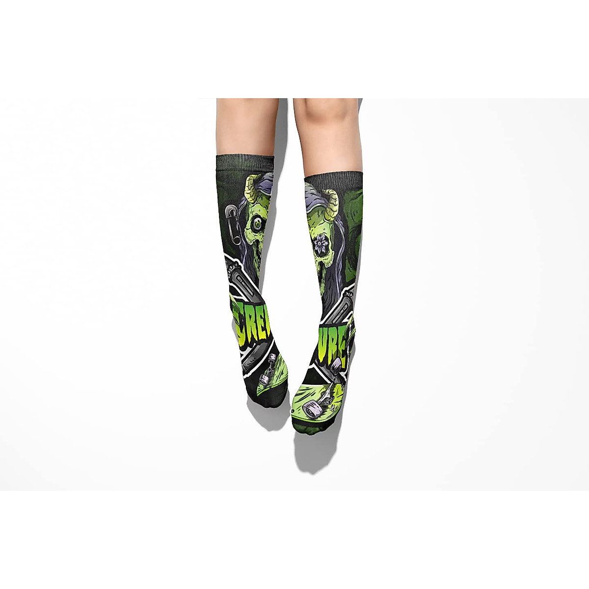 ARIYIDA Unisex Funny Crazy Color 3D Puzzle Stripe Food Pattern Athletic Sports Crew Tube Socks (Skeleton)