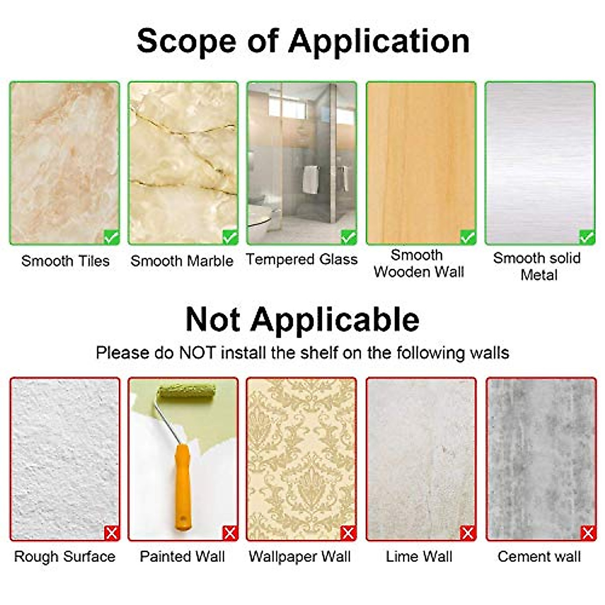 SMARTAKE 2-Pack Corner Shower Caddy 2-Pack 9.9 Inches Shower Caddy, Wall Mounted Bathroom Shelf with Adhesives