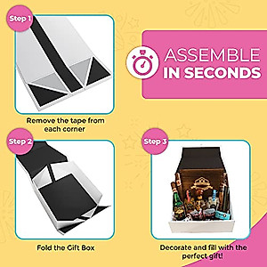 Kiniu 1 Pack White Gift Boxes with Lids for Presents - Collapsible Magnetic Closure Box for Bridesmaid Proposal, Groomsman, Wedding, Birthday, Shirt Gift Box - 9.25x9.25x3.75 Inches