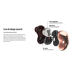 Samsung Galaxy Buds Live (ANC) Active Noise Cancelling TWS Open Type Wireless Bluetooth 5.0 Earbuds for iOS & Android, 12mm Drivers, International Model - SM-R180 (Mystic Bronze) Renewed