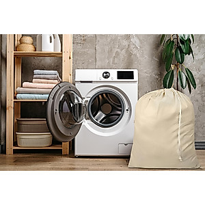 Lenenz 4 Pack Reusable Laundry Bags - 100% Cotton Multi Purpose Travel Laundry Bag - Durable & Machine Washable - Large Laundry Bag 28 x 36"