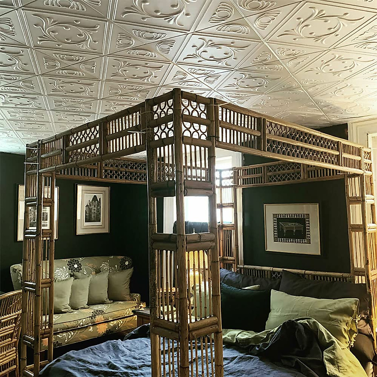 A La Maison Ceilings R02 Diamond Wreath Foam Glue-up Ceiling Tile (21.6 sq. ft./Case), Pack of 8, Antique Copper Orange