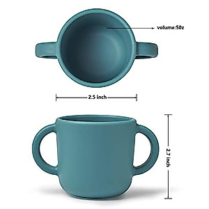 Silicone Training Cup for Infants, Toddler Learning Cup with Two Handles, Baby Open Cup 5oz, 6months+ (pink)