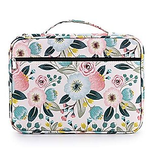 BTSKY Portable Colored Pencil Case - Colored Pencil Organizer Holds 166 Pencils or 112 Gel Pens Large Capacity Zippered Pencil Holder Gel pens Watercolor Flowers