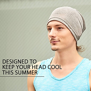 CHARM Mens Light Weight Summer Beanie - Womens Breathable Slouchy Beanie Knit Hat Baggy Slouch Cap Black