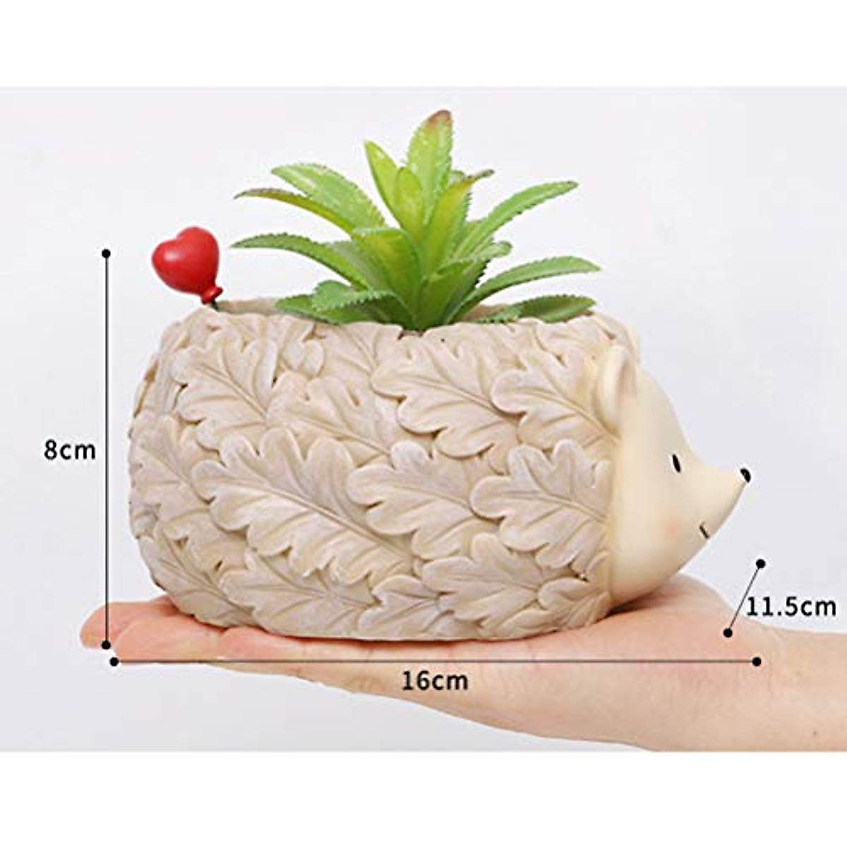 Happyyami Ceramic Animals Succulent Plant Pot Resin Hedgehog Cactus Flower Container Bonsai Planter Holder for Home Office Garden Decor
