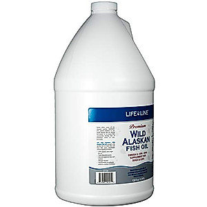 Life Line Pet Nutrition Wild Alaskan Fish Oil Omega-3 Supplement for Skin & Coat – Supports Brain, Eye & Heart Health in Dogs & Cats, 128oz