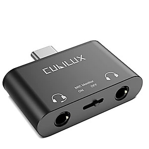 Cubilux USB C to TRRS Microphone Adapter with Monitoring Headphone Jack,Type C Mic Splitter for iPad 10 iPad Pro/Air 5 4/Mini 6 MacBook Samsung S23/S22/S21/S20 Tab S8/S7/S6 More