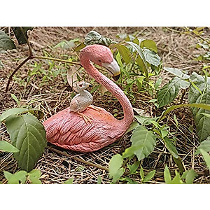 Pink Flamingo and Egret Garden Statues Sculptures, Mini Pink Flamingo Lawn Ornaments Tabletop Statue Resin Birds Yard Art Outdoor Statue, for Home, Bookshelf Patio