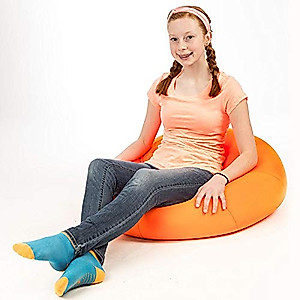 Fun and Function - Mega Mushy Smushy Bean Bag Chair - Alternative Seating Options for Classrooms, Clinic & Home Use - Lightweight & Calming - Large, 24 Inches - Orange