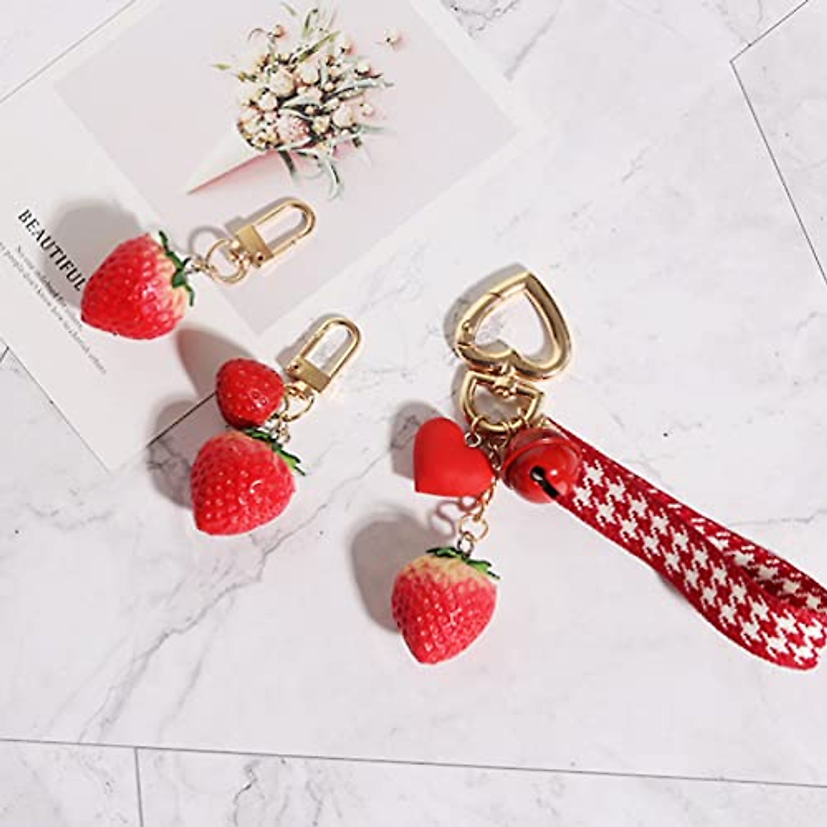 PRETYZOOM Strawberry Design Key Ring Bag Pendant Key Holder Hanging Ornament