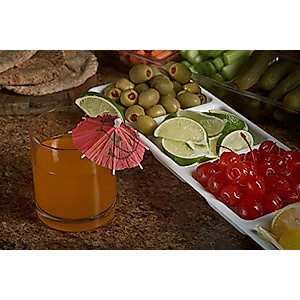 Exquisite 6 Count White Plastic Compartment Tray for Parties Heavy Duty Serving Tray with Compartments for Food Disposable Sectional Party Trays and Platters 7 in. X 16 in. Candy Dish