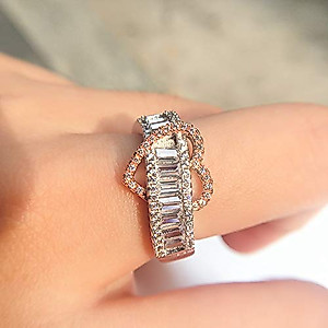 925 Fashion Trend Two Tone Ring Exquisite Simulation Diamond Heart-Shaped Female Ring Micro-Inlaid Push Cubic Zircon Ring S925 Ring Fashion Luxury Diamond Wedding Ring Engagement Ring CZC518 (8)