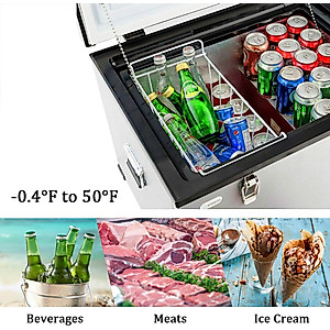 ReunionG 63-Quart Chest Freezer with LCD Display, Temperature-Adjustable Mini Vehicle Refrigerator with Removable Basket and Handles, Portable Electric Cooler Fridge for Home, RVs and Office