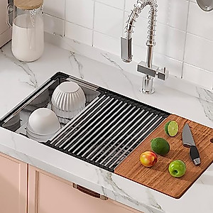 VEVOR Kitchen Sink, 304 Stainless Steel Drop-In Sinks, Undermount Single Bowl Basin with Ledge and Accessories, Household Dishwasher Sinks for Workstation, RV, Prep Kitchen, and Bar Sink, 32 inch