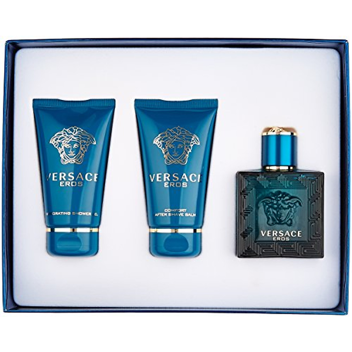 Versace EROS Gift Set for Men 1.7 oz EDT + 1.7 oz Shower Gel + 1.7 oz Aftershave Balm, Combo
