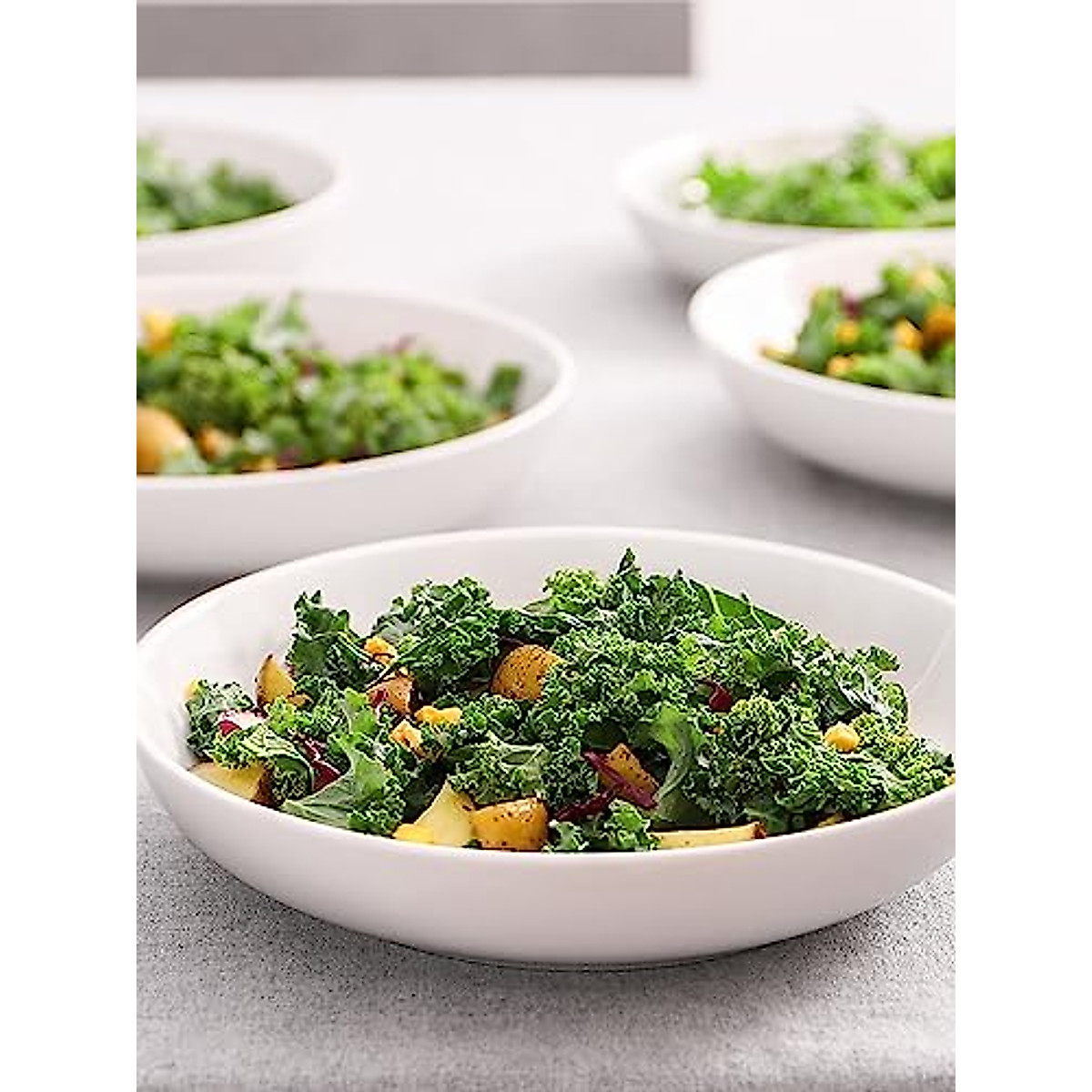 Y YHY 9.75" Large Pasta Bowls, 50 Ounces Big Salad Bowls, Ceramic Serving Bowl Set of 4, Wide and Shallow Bowls Set, Microwave and Dishwasher Safe, White