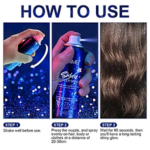 Shiny Glitter Spray, Body and Hair Glitter Spray, 2.11fl.oz Spray Glitter Body Glitter for Women, Spray On Glitter Fine Glitter Body Shimmer Party Rave Festival Accessories