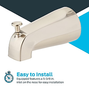 EZ-FLO 5-3/8 Inch Zinc Bath Tub Diverter Spout, 1/2 Inch IPS Pipe, Brushed Nickel, 15080