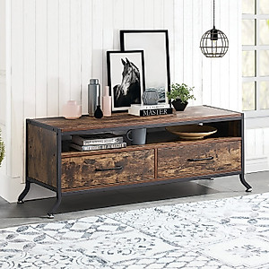 VECELO TV Stand for 55 Inch Industrial Entertainment Center Media Console Table with Storage Drawers for Living Room, 47.2 Inch, Brown