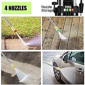 Homdox Pressure Washer 1.7 GPM Electric Pressure Washer 1800W High Pressure Washer Cleaner with 4 Nozzles, Foam Cannon Car Power Washer for Patio Garden Yard Vehicle (Green)