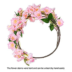 MJFloria Artificial Silk Cherry Blossom Flowers Branches, Faux Cherry Peach Tree, Plum Boutique for Vase Centerpiece Floor Arrangements, Home Decoration, Wedding, Party – 36” Long Tall Stems, Pink