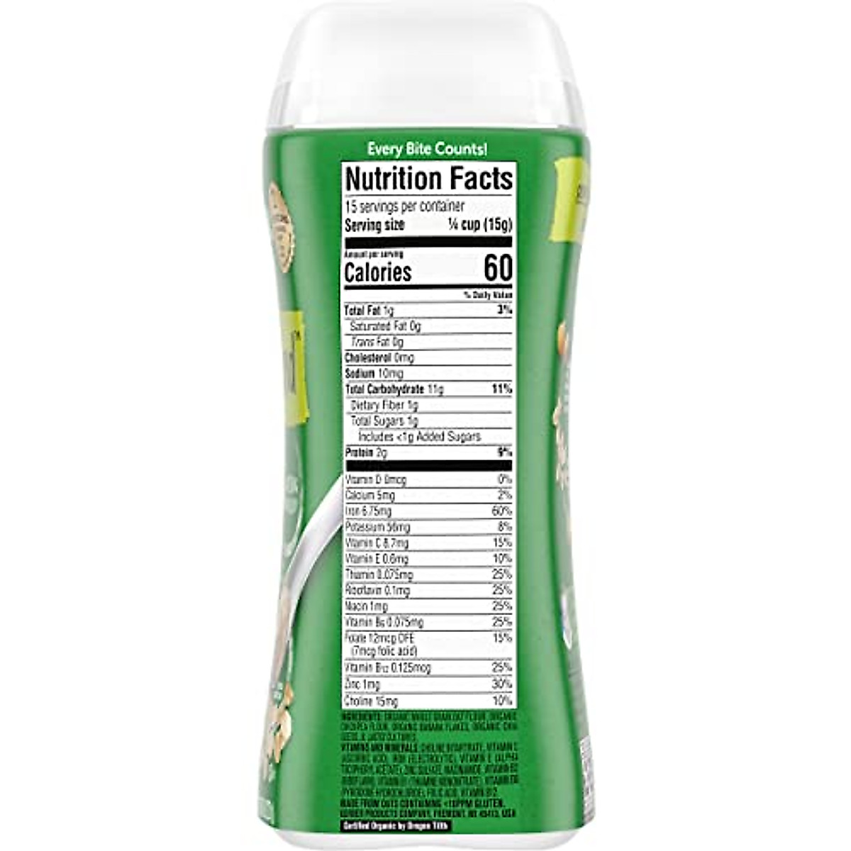 Gerber Organic for Baby Power Blend Probiotic Cereal, Oatmeal Chickpea Banana & Chia Cereal, Organic & Non-GMO Baby Cereal, 8-Ounce Canister (Pack of 3)