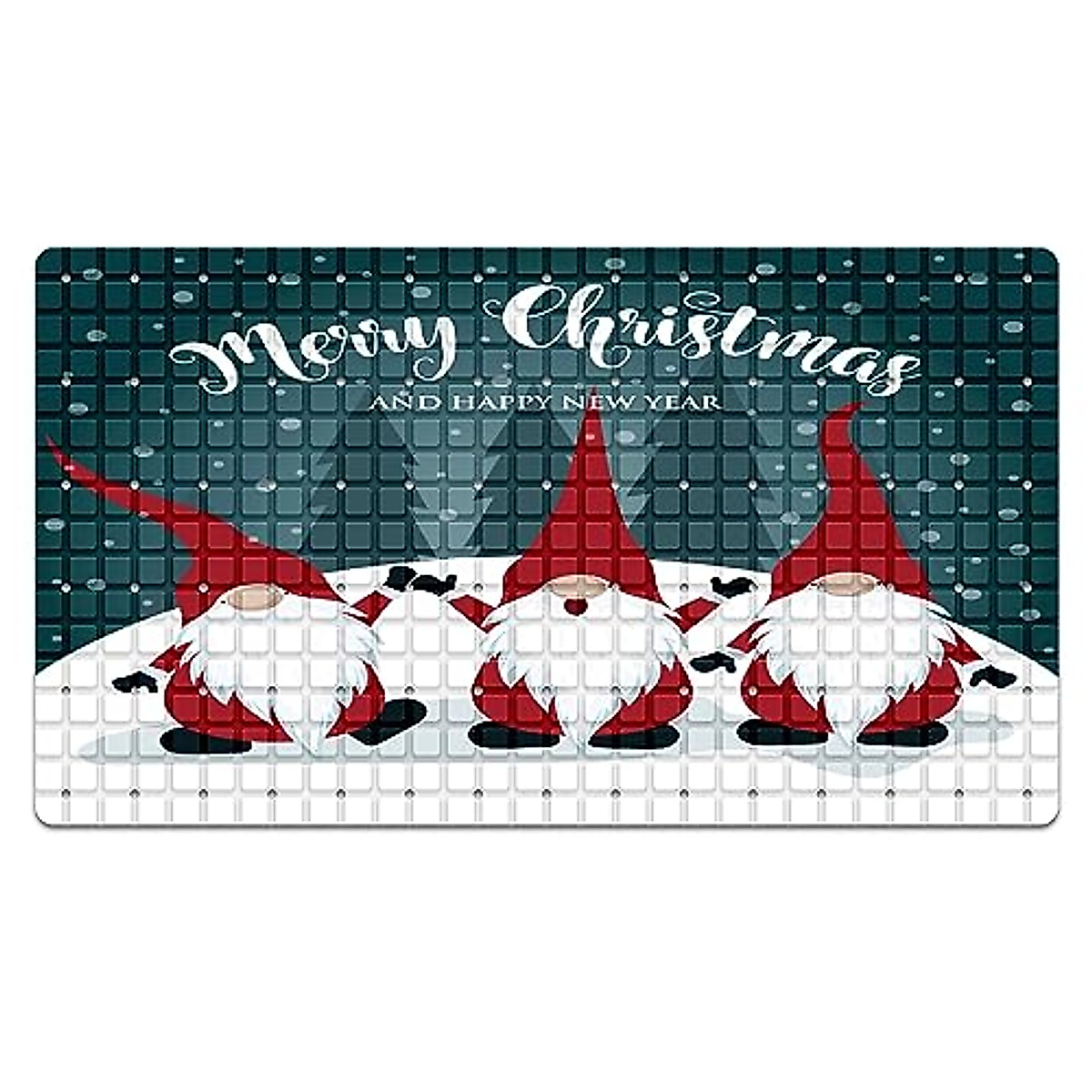 Christmas Card Funny Gnomes Red Shower Mat Bathtub Mat Non Slip Shower Mats for Showers Anti Slip for Elderly Shower Mat with Suction Cups