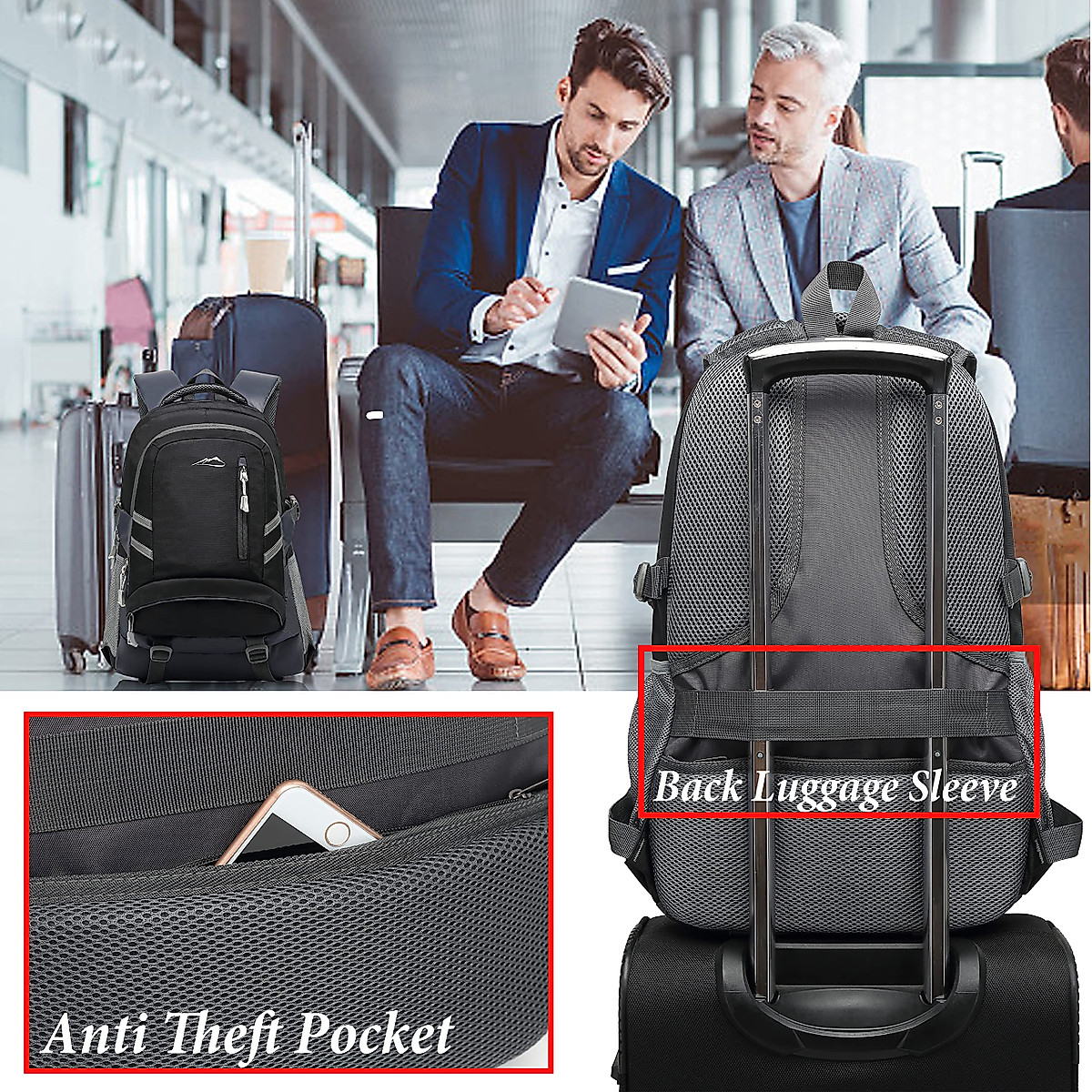 Backpack Bookbag for School College Laptop Travel Student ,Fit Laptop Up to 15.6 inch Multi Compartment with USB Charging Port Anti theft, Gift for Men Women (Purple)