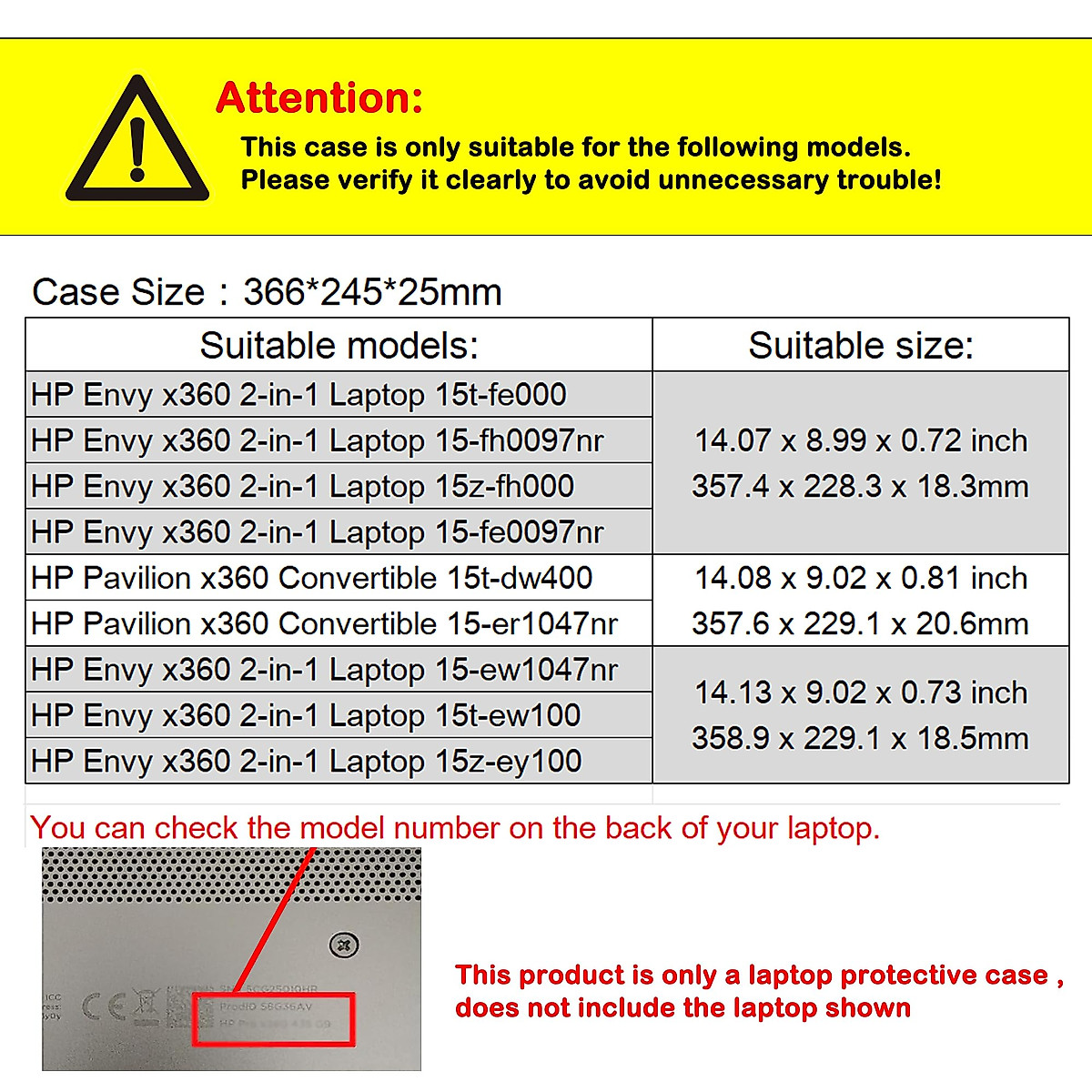 Cover Case for 15.6'' HP Envy x360 2-in-1 Laptop 15t-fe 15-fh 15z-fh 15-fe 15-ew 15t-ew 15z-ey & HP Pavilion x360 Convertible 15t-dw 15-er，PU Leather Protective Shell Detachable Laptop Bag(Dark Blue)