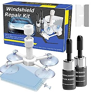 KMOOL Windshield Repair Kit, Glass Repair Kit, Automotive Glass Nano Fluid Glass Repair Kit Quick Fix for Chips & Cracks & Star-Shaped & Nicks & Half-Moon & Crescents - Car Windshield Repair kit