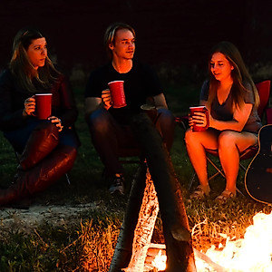 Red Beer Party Mug Glass Tumbler | Party Cups Ideal for Kids Adults | Reusable Drinking Supplies Birthday Party Camping Travel Outdoors | Durable & Unbreakable BPA Free Dishwasher Safe - 24 Oz