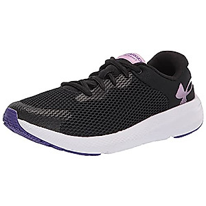 Under Armour Womens Grade School Charged Pursuit 2 Bl Running Shoe, Black/White, 5 Big Kid US