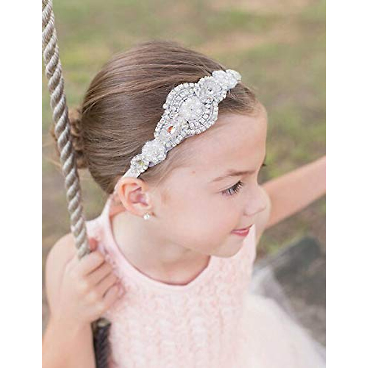 Missgrace Flower Gilr Silver Crystal Rhinestones Headband Wedding Hair Accessories Hair Jewelry for Wedding and Girls