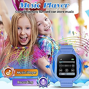 Waterproof Kids Game Watch for Girls Boys Age 3-10 with 1.44'' Touch Screen 26 Puzzle Game Music Camera Video Recorder 12/24 Hr Clock Pedometer Flashlight Alarm Calendar Children Learning Toys
