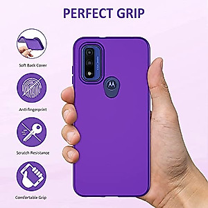 PUJUE for Motorola Moto-G Pure Phone Case: G Play 2023 | G Power 2022 Silicone Matte Case 360 Full Protection - Rugged Bumper Shockproof Drop Protective TPU Cell Phone Cover Woman Men (Purple)