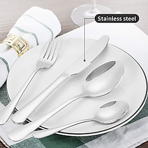 NAMUPIE 24-Piece Stainless Steel Flatware Silverware Set with Premium Gift Box Service for 6, Superior Cutlery Set Suitable for Family Party Includes 6 Knifes/ 6 Forks/ 6 Spoons/ 6 Teaspoons