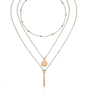 fxmimior Bohemian Dainty Gold Layered Choker Necklaces 3 Tier Sequins Pendant Long Chain Jewelry Choker Necklace for Women