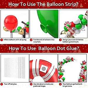 134 Pcs Christmas Balloon Garland kit, Green Red White Gold Balloons Garland Arch Kit, Xmas Candy Cane Foil Balloons Santa Claus Red Star Balloons for New Year Christmas Party Decorations Supply