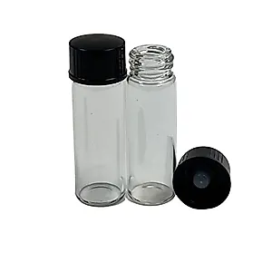 Ananda Corporation 144 PCS, 15mm X 45mm [1 Dram, 4ml] Clear Glass Vials with Plastic Cone Liner Cap
