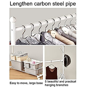 ZBYL Clothing Rack Garment Rack with Wheels, Free Standing Clothes Closet Rack with Bottom Rack, Portable Organizer Metal Standard Rod for Hanging Clothes, 55×170cm