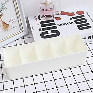 HEALLILY 1Pc 5 Grids White Plastic Storage Box Uncluttered Designs Dividers for Underwear Plastic Underwear Storage Box Accessory of Plastic Underwear Organizer Sets for Home Travel Trip