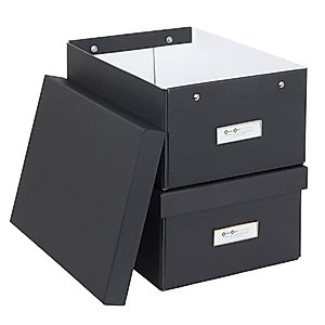 Bigso Karin Collapsible Storage Box | Photo Storage Box with Labelframe for Identification | Simple Assembly without Tools | Decorative Storage Boxes with Lids | 8.9″ x 12.4″ x 5.4″ | 2 Pack