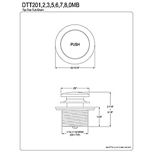 Kingston Brass DTT201 Made to Match Tub Drain, Polished Chrome