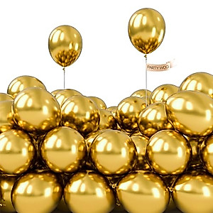 PartyWoo Metallic Gold Balloons, 50 pcs 5 Inch Gold Metallic Balloons, Gold Balloons for Balloon Garland or Balloon Arch as Party Decorations, Birthday Decorations, Baby Shower Decorations, Gold-G101