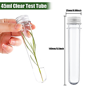 80 Pcs Plastic Test Tubes with Caps 45ml Clear Test Tubes 140 x 25 mm Gumball Candy Tubes for Science Party Supplies Science Experiment Halloween Christmas Birthday Gifts Home Decoration