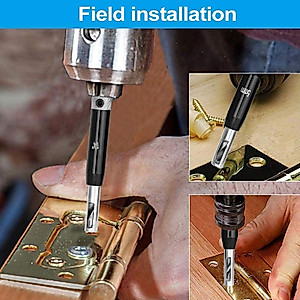 22Pcs Self Centering Hinge Drill Bit Set,Self Centering Hinge Tapper Core Hole Puncher 5/64'' 7/64'' 9/64'' 11/64'' 13/64'' 5mm 1/4'' & 1 Pcs Hex Key & 10 Pcs Replacement Drill Bits +1 Center Punch