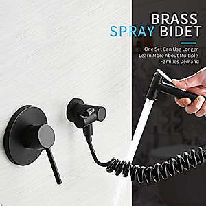 MINJING Bidets Faucet Black, Brass Single Cold Toilet Bidet Spray Set, Wall Mount Handheld Bathroom Bidet Faucet, Pressure Sprayer for Personal Hygiene,Chrome